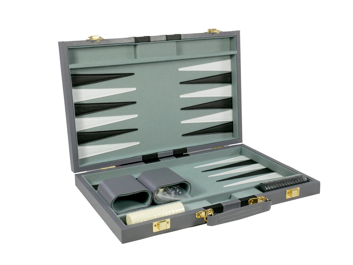 Backgammon- 15" Grey Vinyl Backgammon Set – WorldWise Imports