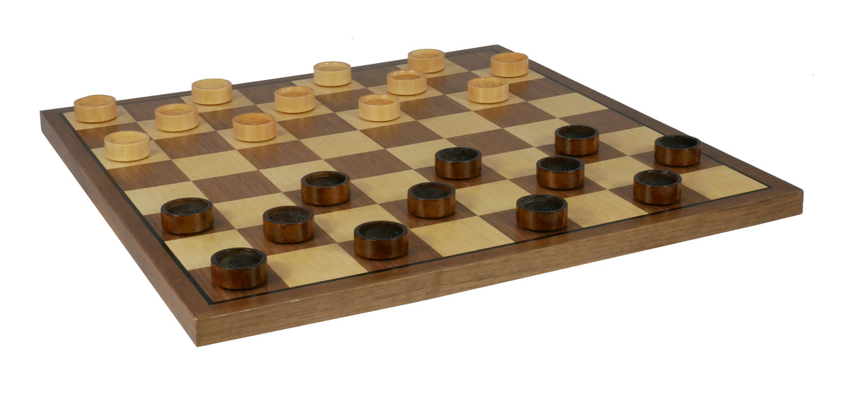 Checker Set - 1" Wood Stacking checkers on 12" Walnut Maple Chess Boar ...