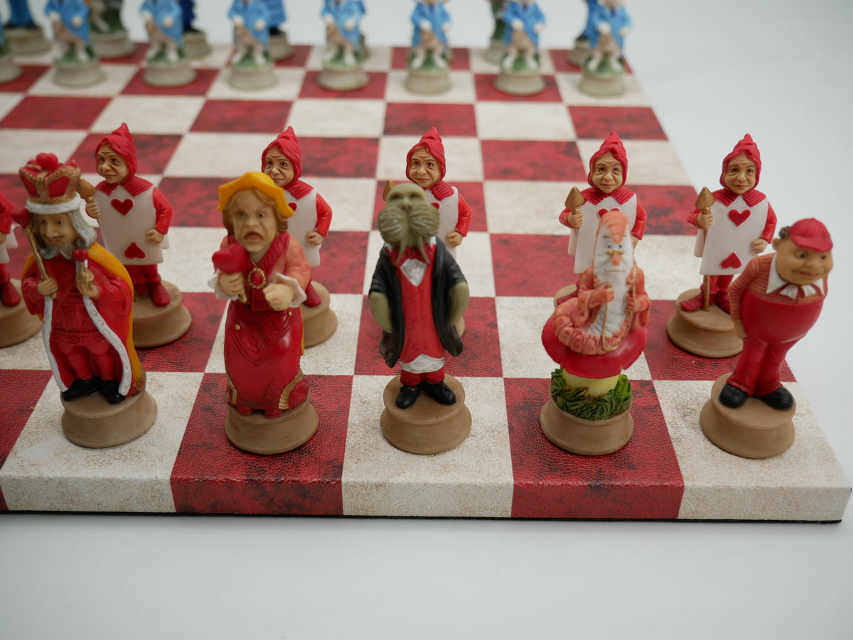 Chess Set - Alice in Wonderland Chessmen on Red & Cream Chess Board ...