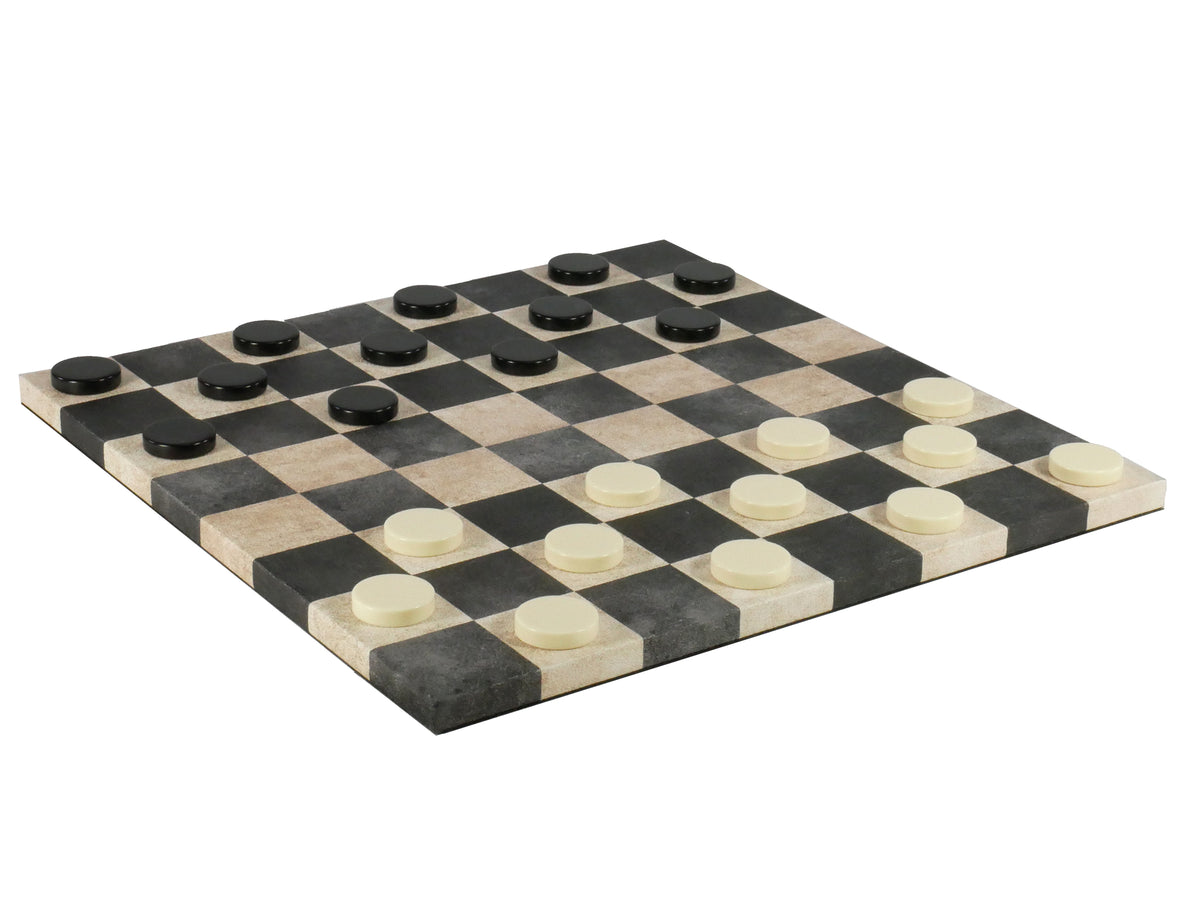 Checker Set - Urea Checkers on a Black and Cream Leatherette Board ...